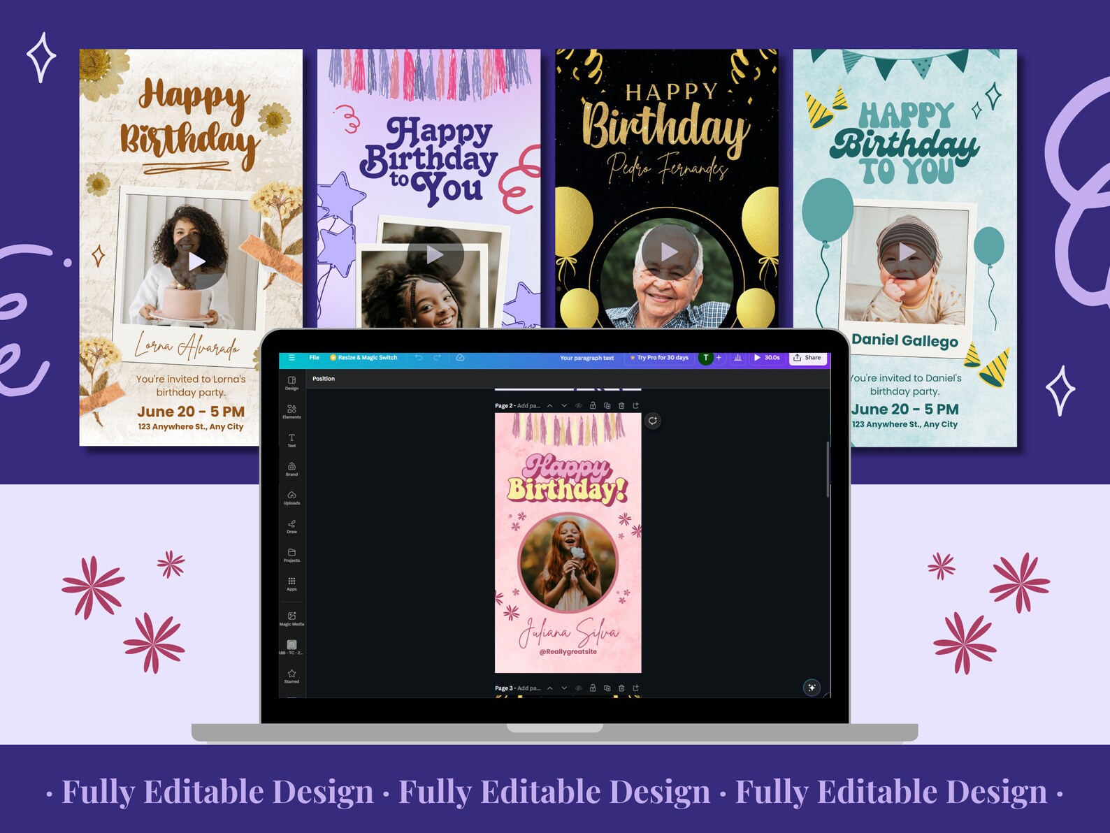 5 Animated Birthday Templates Canva Editable Animated Birthday ...