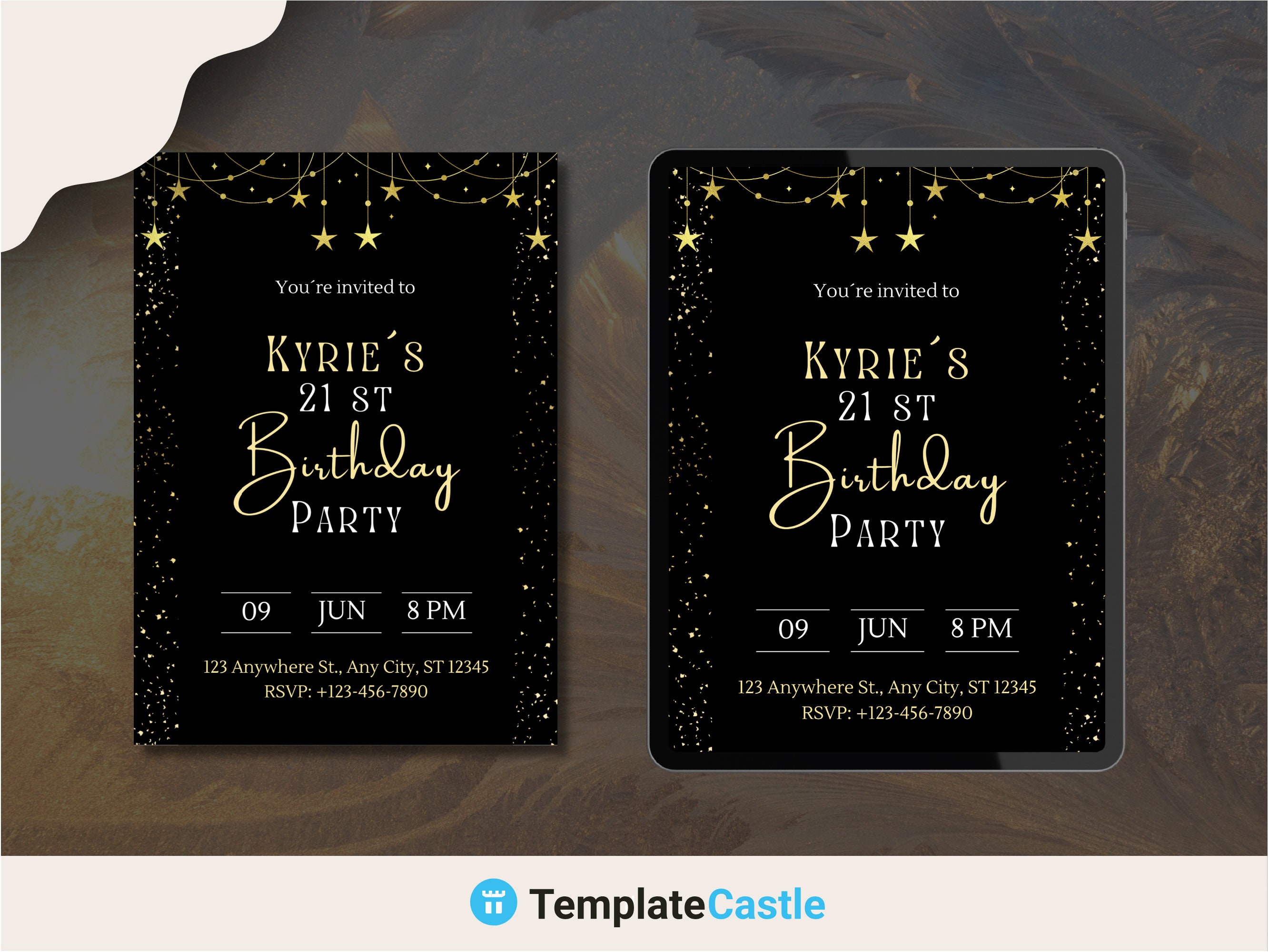 Starry Night Birthday Invitation Template Editable Canva Design With ...