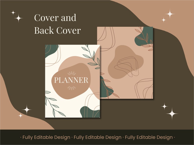 20 Botanical Planner Template Editable Canva Template Leaves Planner ...