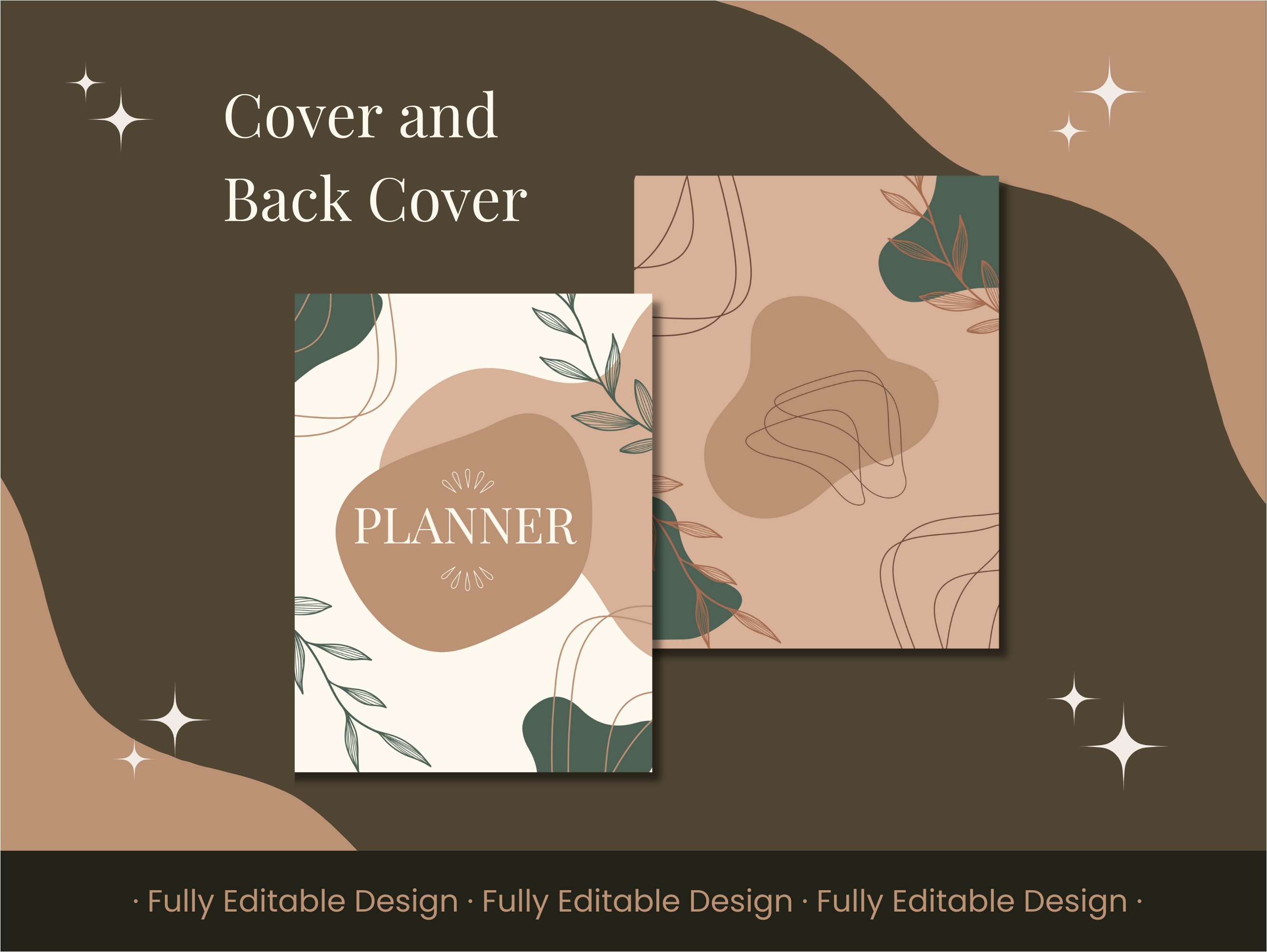20 Botanical Planner Template Editable Canva Template Leaves Planner ...