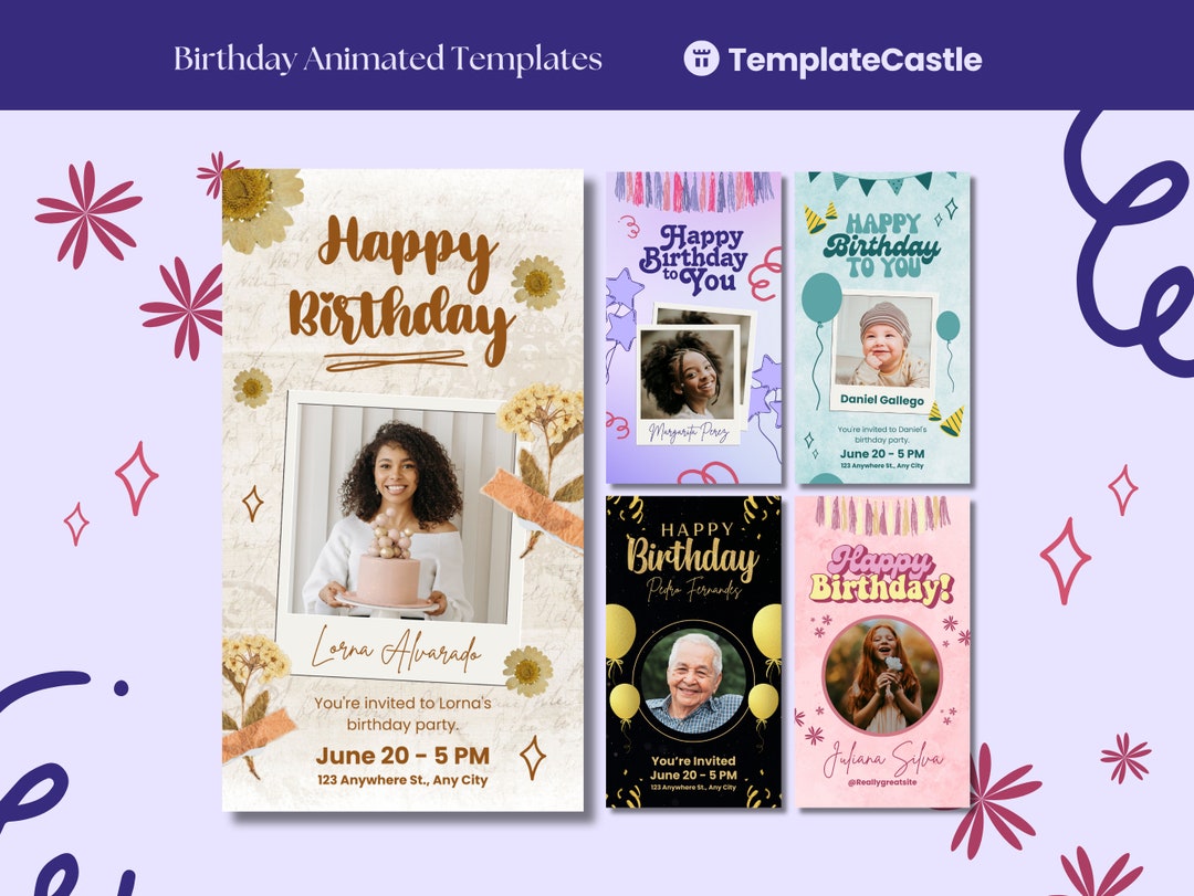 5 Animated Birthday Templates Canva Editable Animated Birthday ...