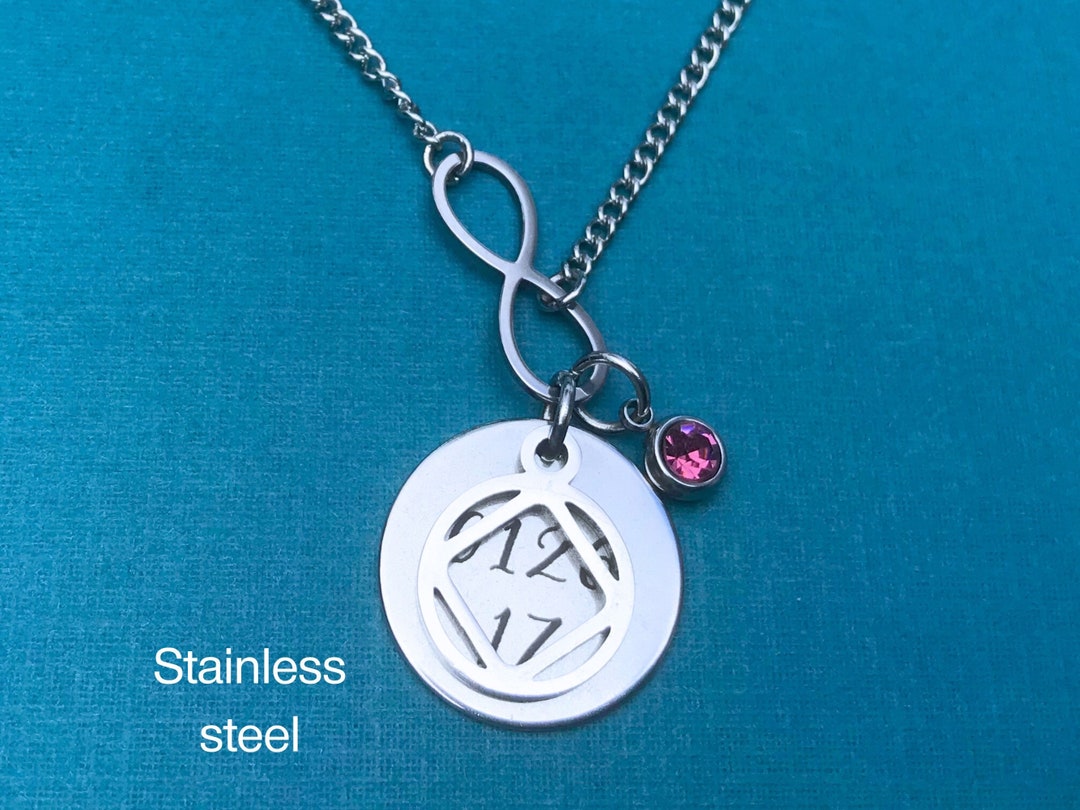 Personalized AA or NA Infinity Necklace With Custom Engraved Sobriety ...
