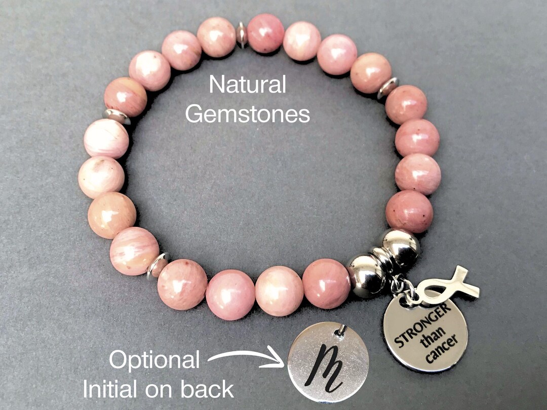Breast Cancer Bracelet / Stronger Than Cancer / Natural Gemstones ...
