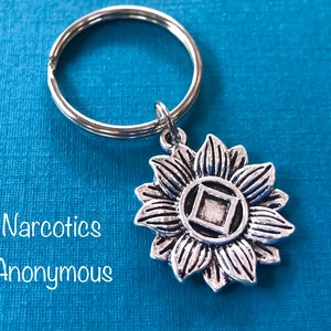 Recovery Gift for Women / Keychain With AA or NA Daisy / Sobriety Gift ...