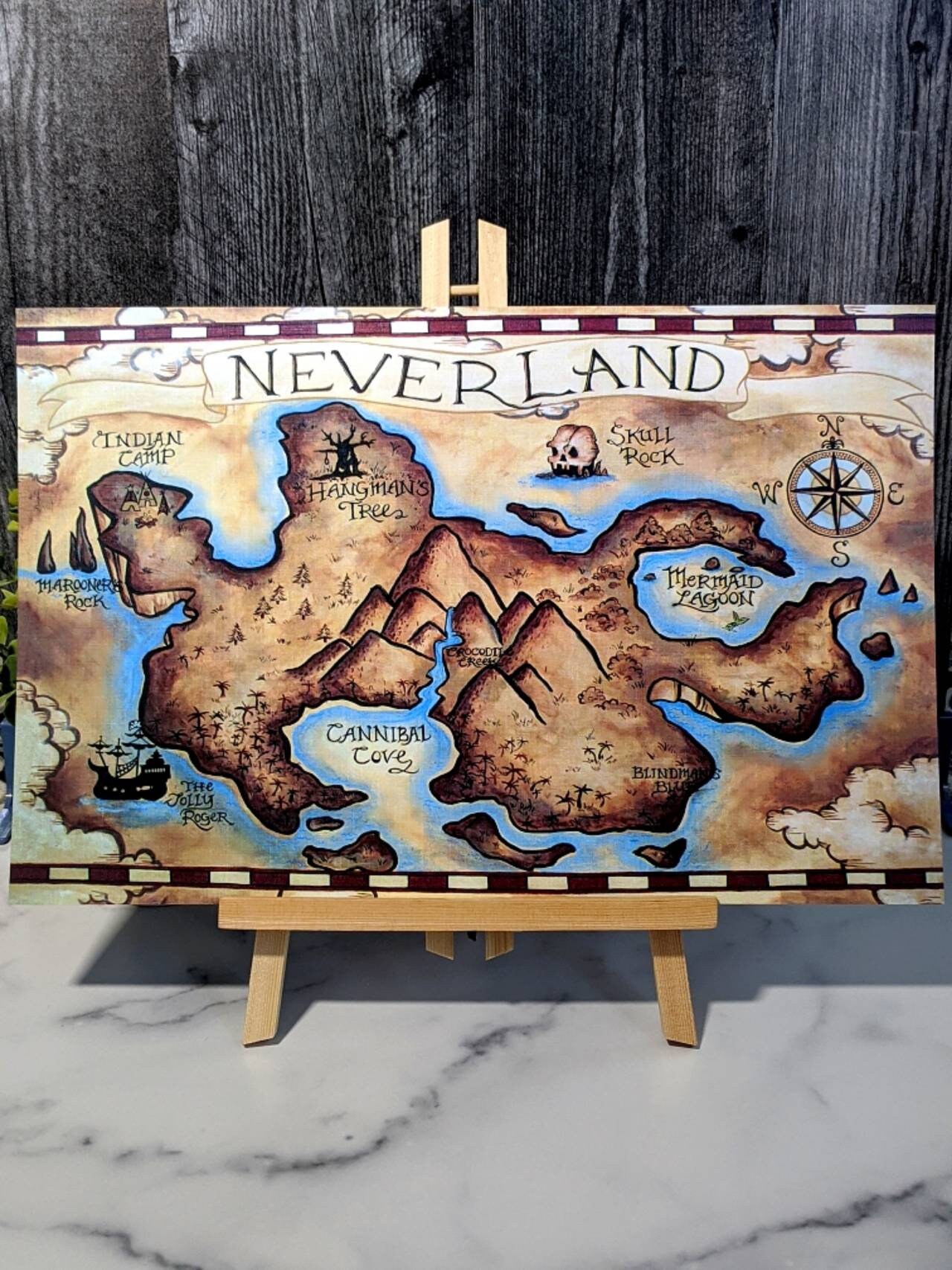 Neverland Map- Peter Pan Tinkerbell Lost Boys Pirate Map Disney ...
