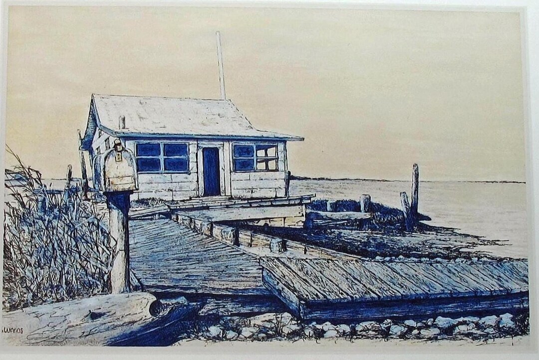 Fishing Shack Art Print (8"x10") and Card, Pen & Ink Painting by Seller ...