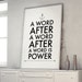 A Word After A Word is Power Printable Poster Inspirational Quote ...