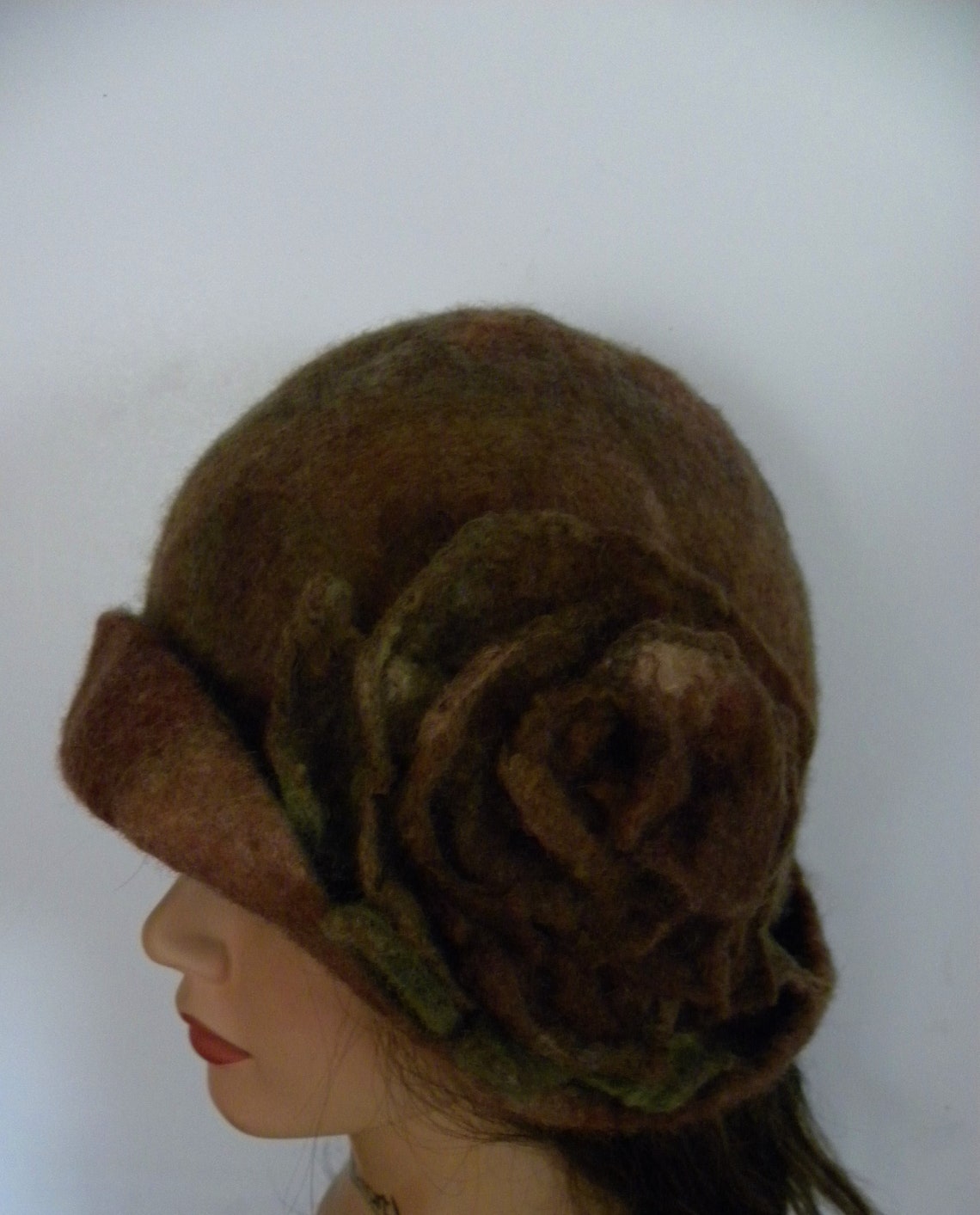 Handmade Hat Roses Flowers Hat Boho Hat Felted Cloche Copper - Etsy