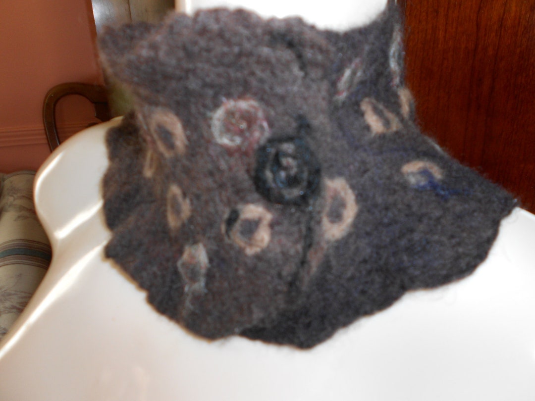 Handmade Dark Brown Snood Cobweb Snood Wet Felted Neckwarmer Hippie ...