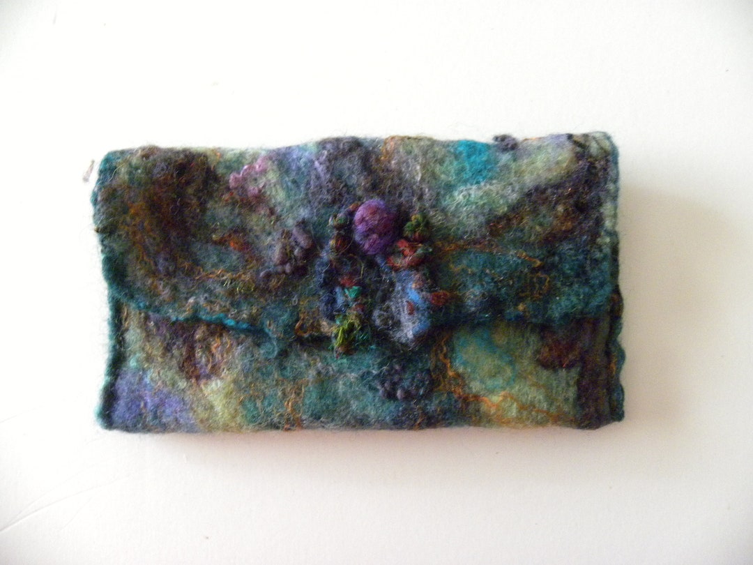 Felted Pouch Floral Felted Small Bag Wool Purse Cosmetics Case Gift for ...