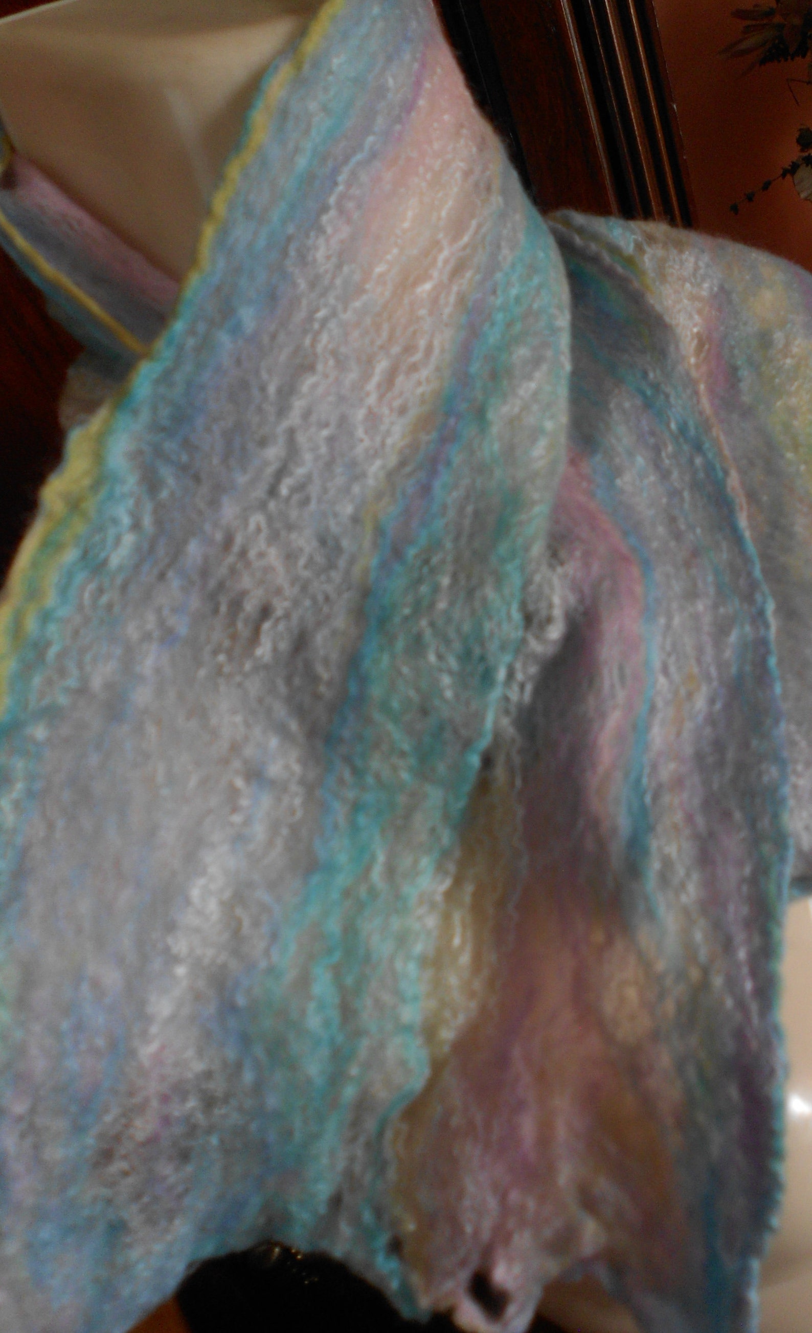 Wet Felt Soft Merino Wool Silk Scarf Lace Pastel Rainbow | Etsy