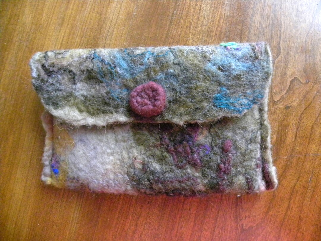 Felted Pouch Floral Felted Small Bag Wool Purse Cosmetics Case Gift for ...
