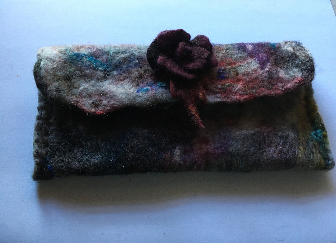 Felted Pouch Floral Felted Small Bag Wool Purse Cosmetics Case Gift for ...