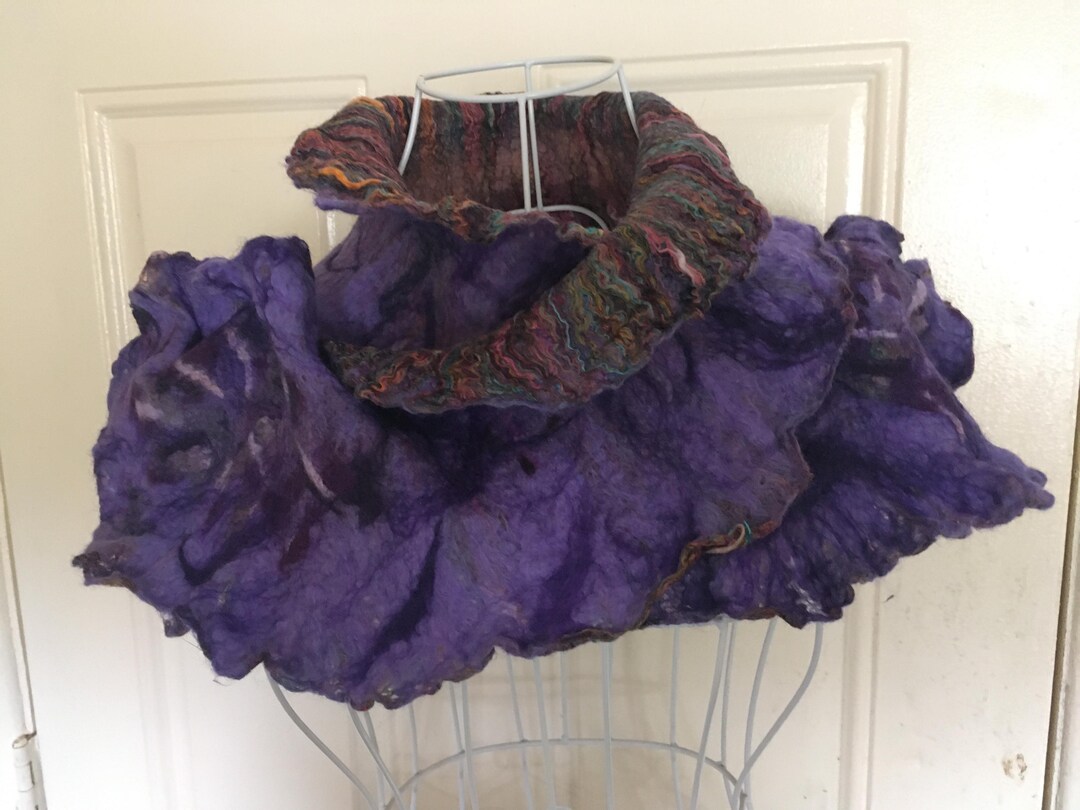 Handmade Felted Merino Wool Neck Warmer: Boho Collar Scarf - Etsy