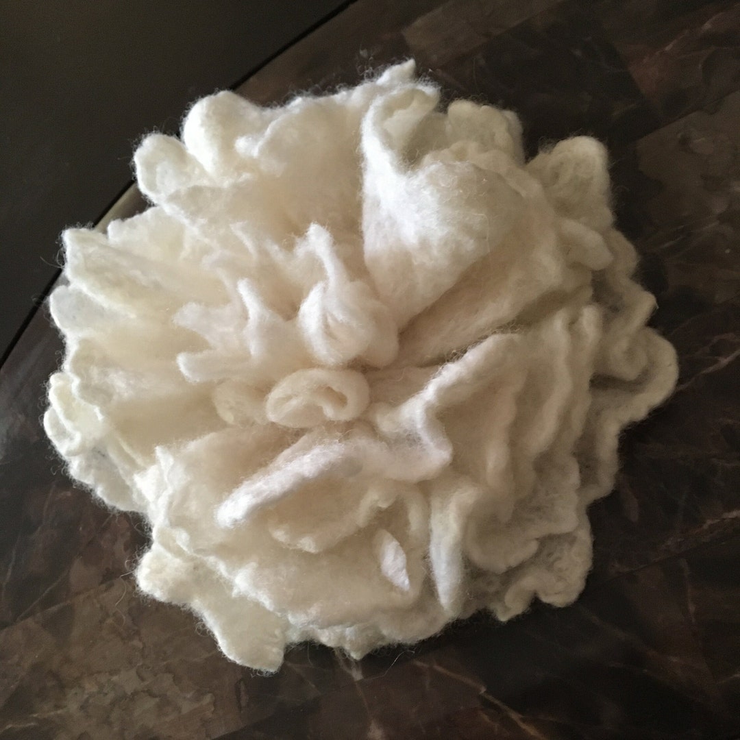 White Flower Wool Rose Handmade Rose Wet Felt Rose Big Flower Rose Hair ...
