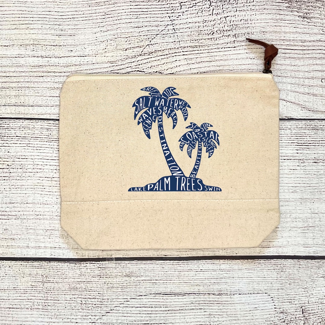 Palm Tree Cosmetic Pouch, Palm Tree Makeup Bag, Zipper Pouch, Travel ...