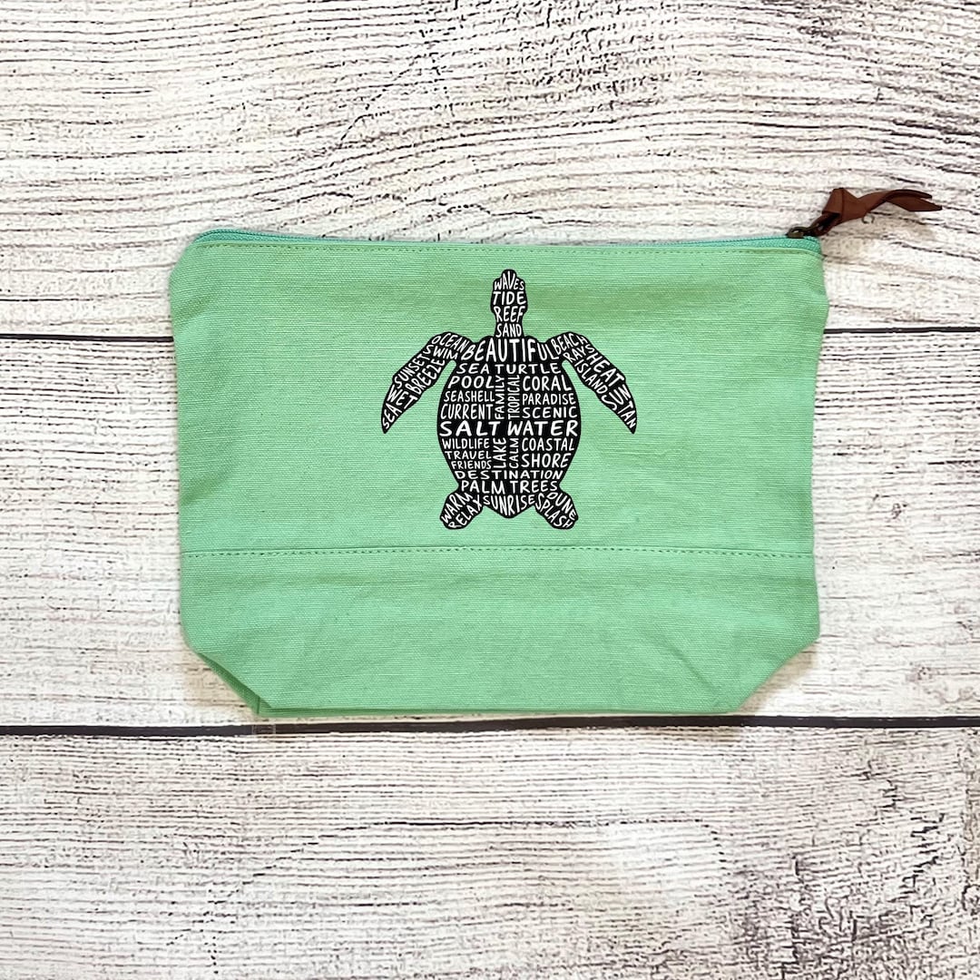 Sea Turtle Cosmetic Bag, Sea Turtle Makeup Bag, Zip Pouch, Travel Bag ...
