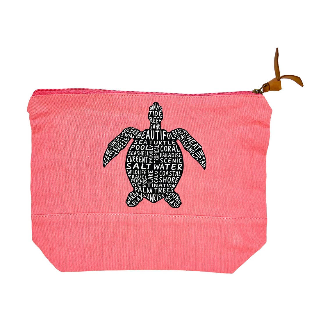 Sea Turtle Canvas Bag, Sea Turtle Cosmetic Pouch, Word Art, Sea Turtle ...