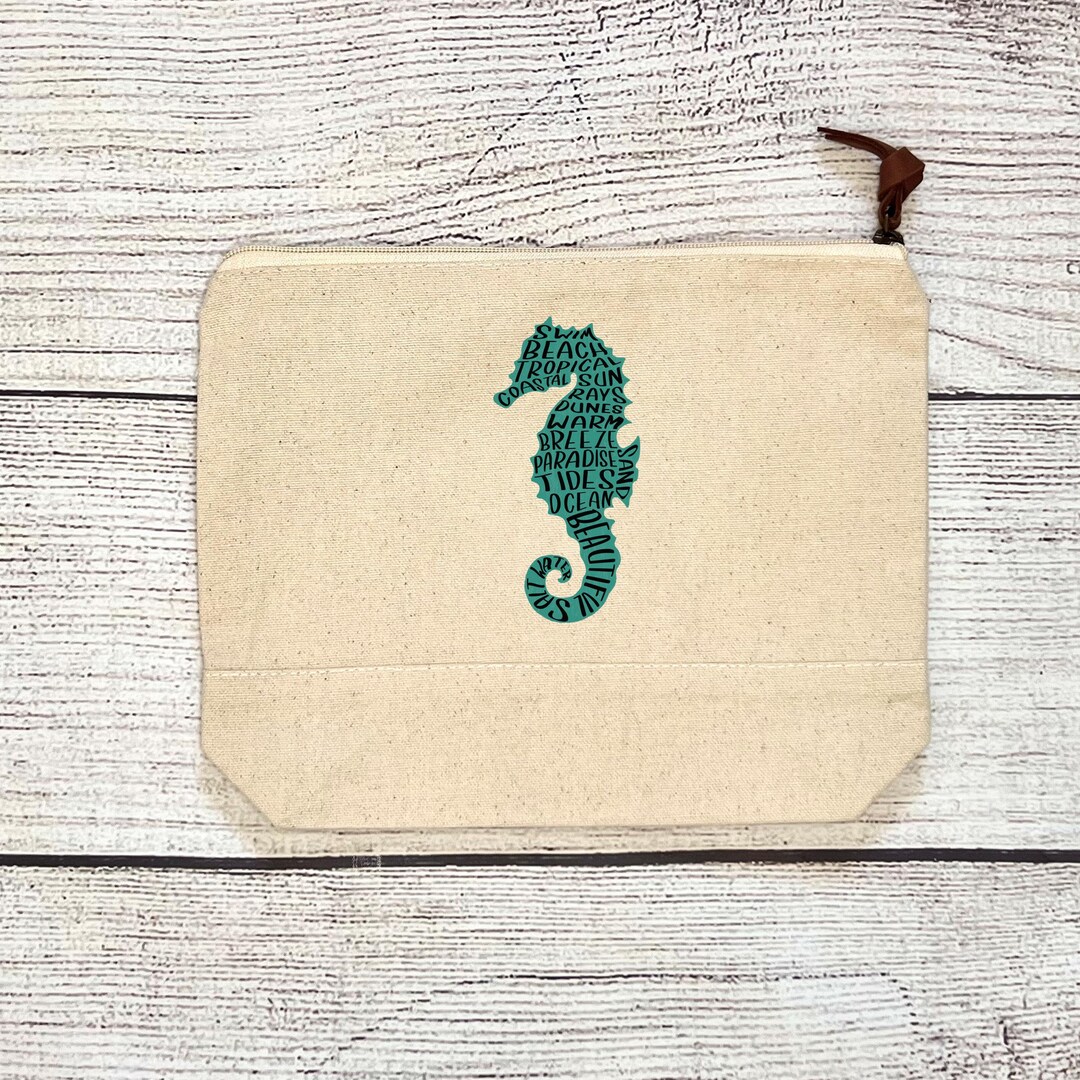 Seahorse Clutch, Seahorse Pouch, Coastal Gift, Seahorse Accessory Pouch ...