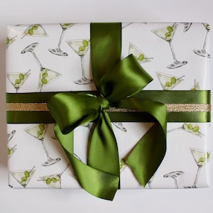 Dirty Martini Cocktail Wrapping Paper, Martini and Olives, Gift ...