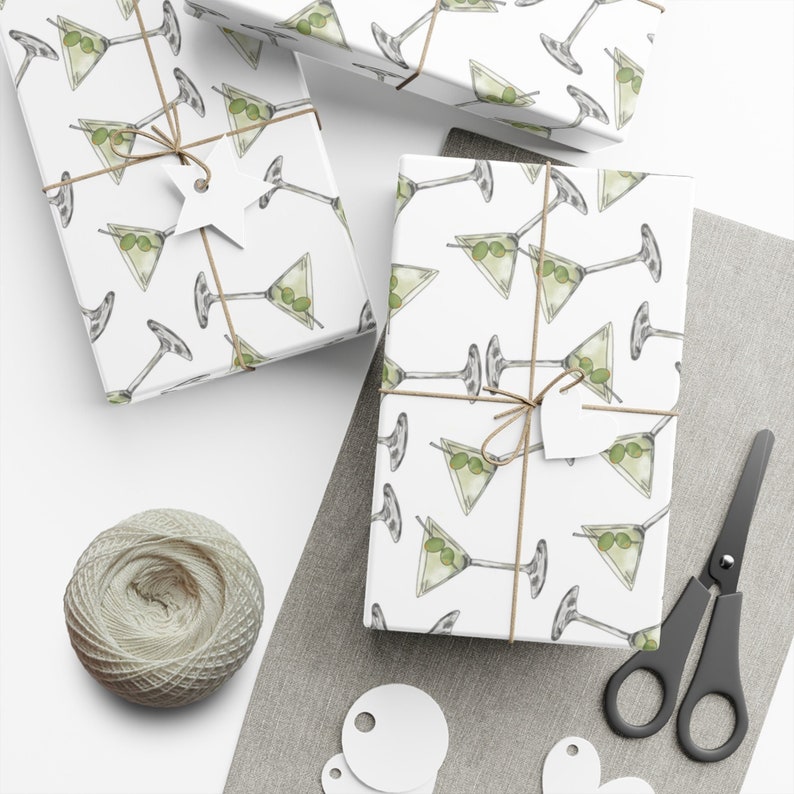 Dirty Martini Cocktail Wrapping Paper Martini and Olives - Etsy