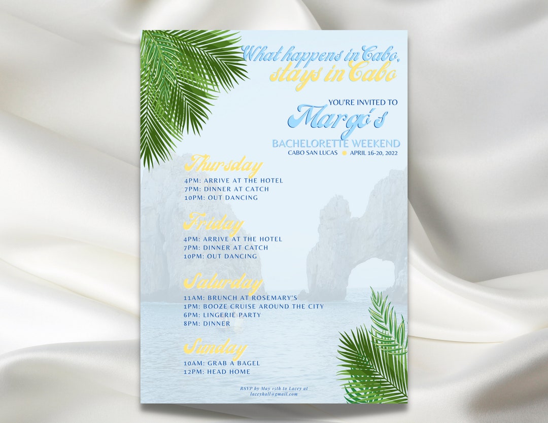 CABO Bachelorette Invitation Template | Tropical Bachelorette Invite ...