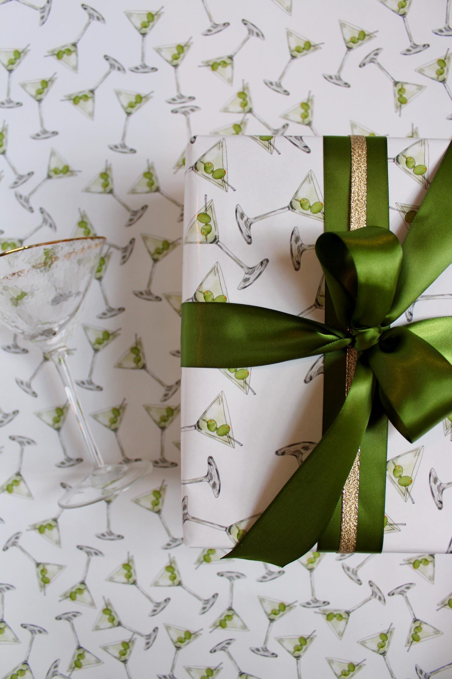 Dirty Martini Cocktail Wrapping Paper, Martini and Olives, Gift ...