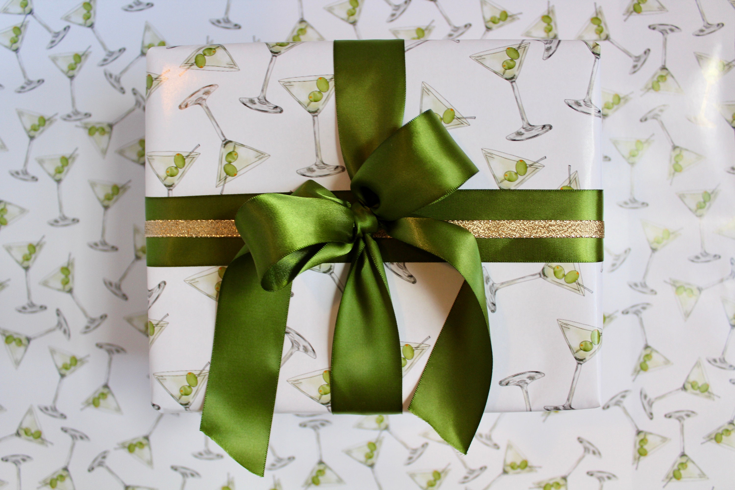 Dirty Martini Cocktail Wrapping Paper, Martini and Olives, Gift ...