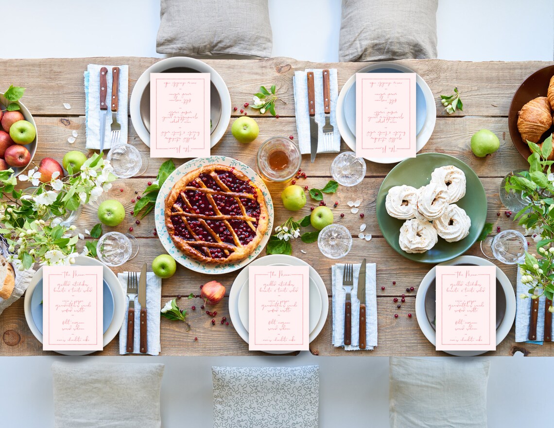 Pink and Red Script Dinner Menu Modern Bold Wedding Menu - Etsy