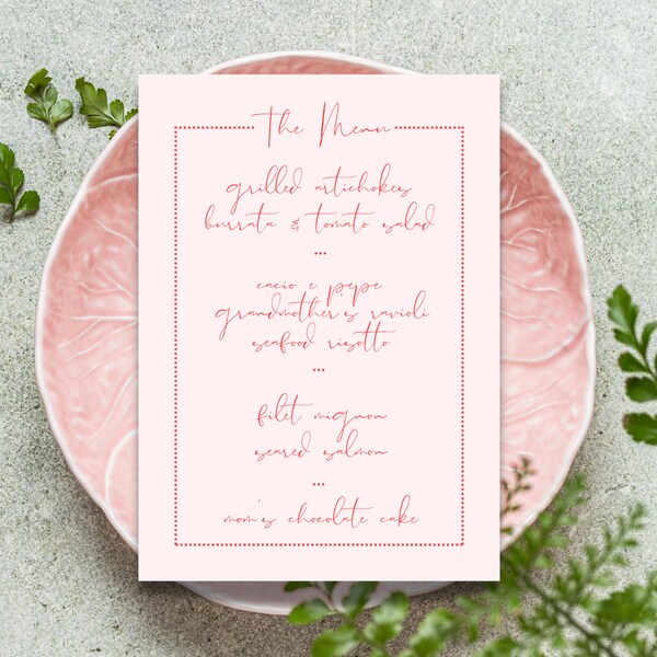 Red Rose Wedding Menu - Etsy