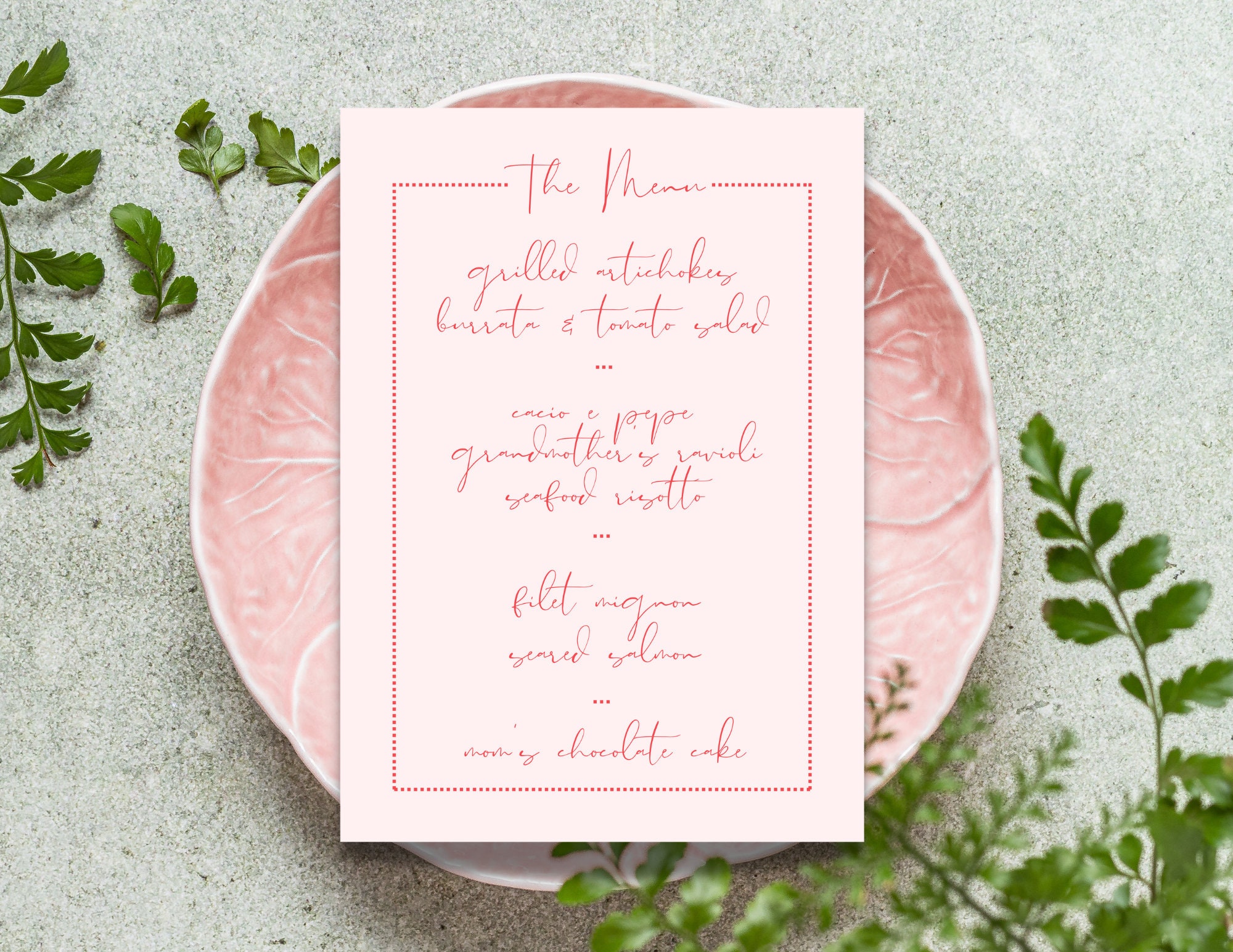 Pink and Red Script Dinner Menu Modern Bold Wedding Menu - Etsy