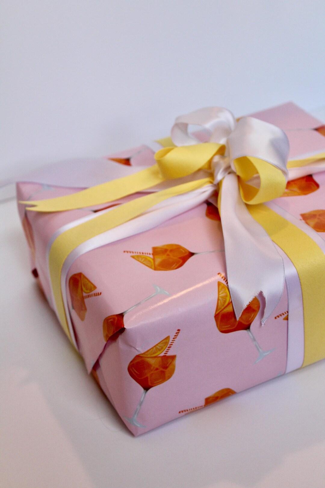 Pink Aperol Spritz Wrapping Paper, Spritz Summer Gift Wrapping, Italian ...