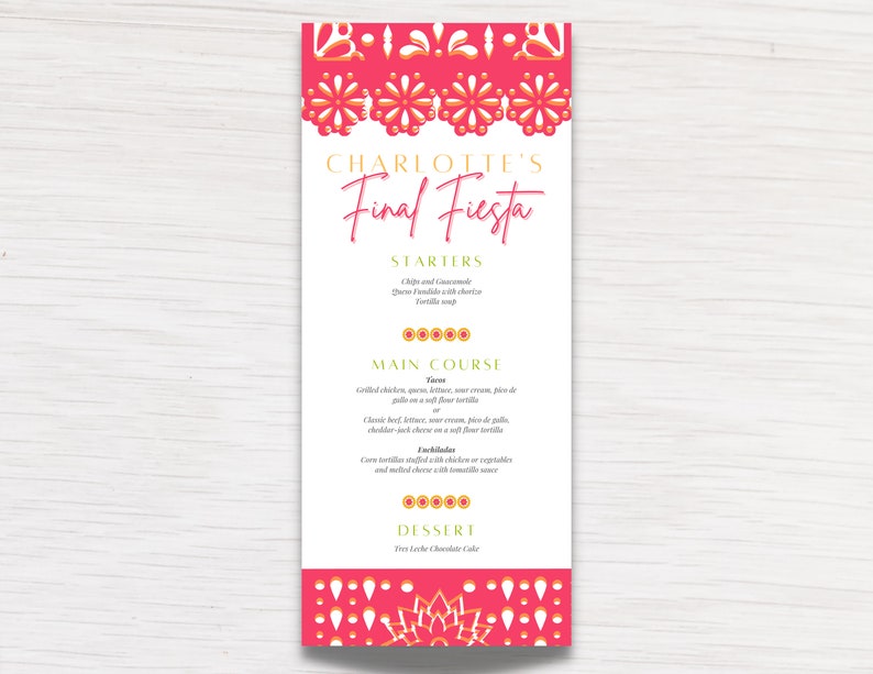 Final Fiesta Bachelorette Dinner Menu Tropical Party - Etsy