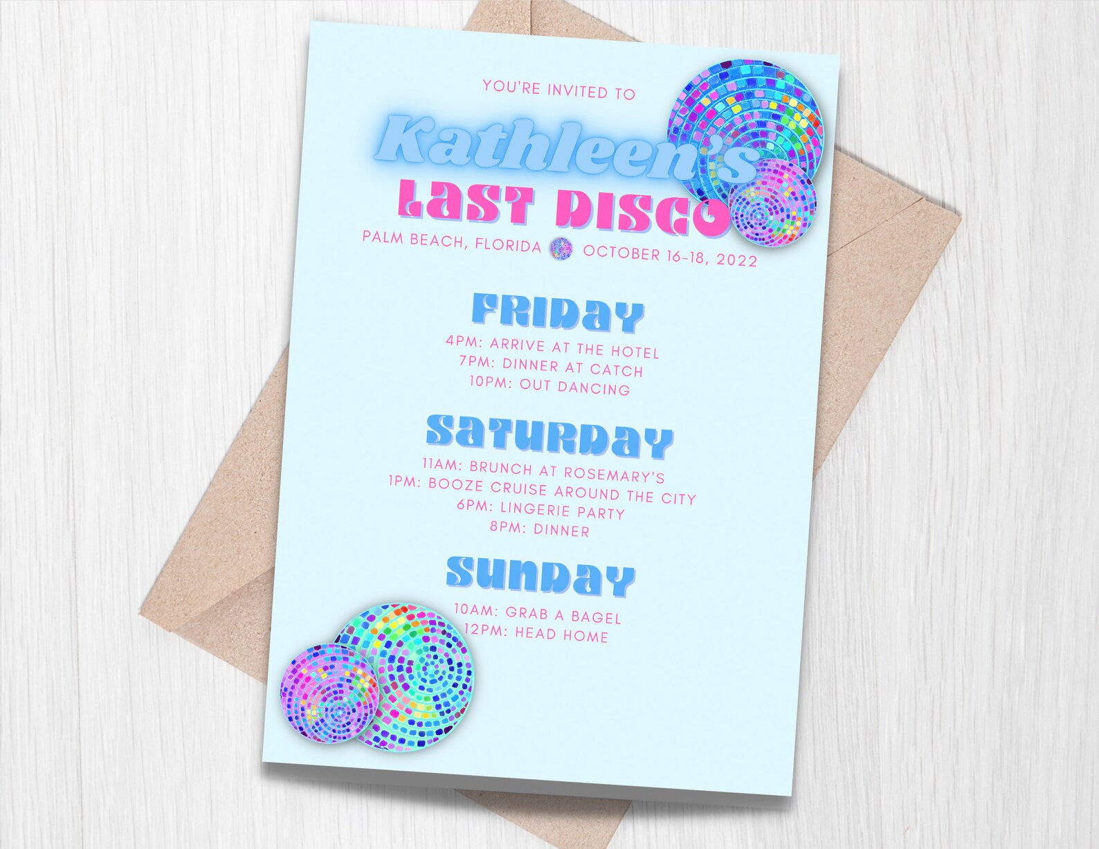 Last Disco Bachelorette Invitation Template | Digital Download ...