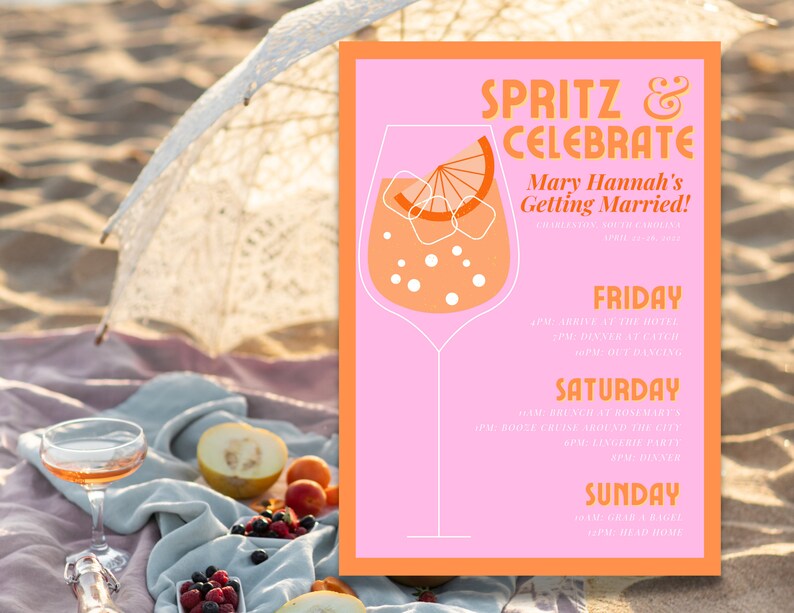 Aperol Spritz Bachelorette Invitation Template Spritz Party - Etsy UK