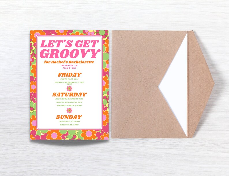 Retro Let's Get Groovy Bachelorette Invitation Template - Etsy