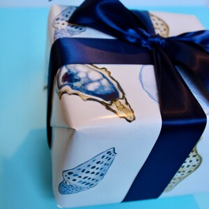 Sea Shell Beach Theme Wrapping Paper, Summer Gift Wrapping, Nautical ...