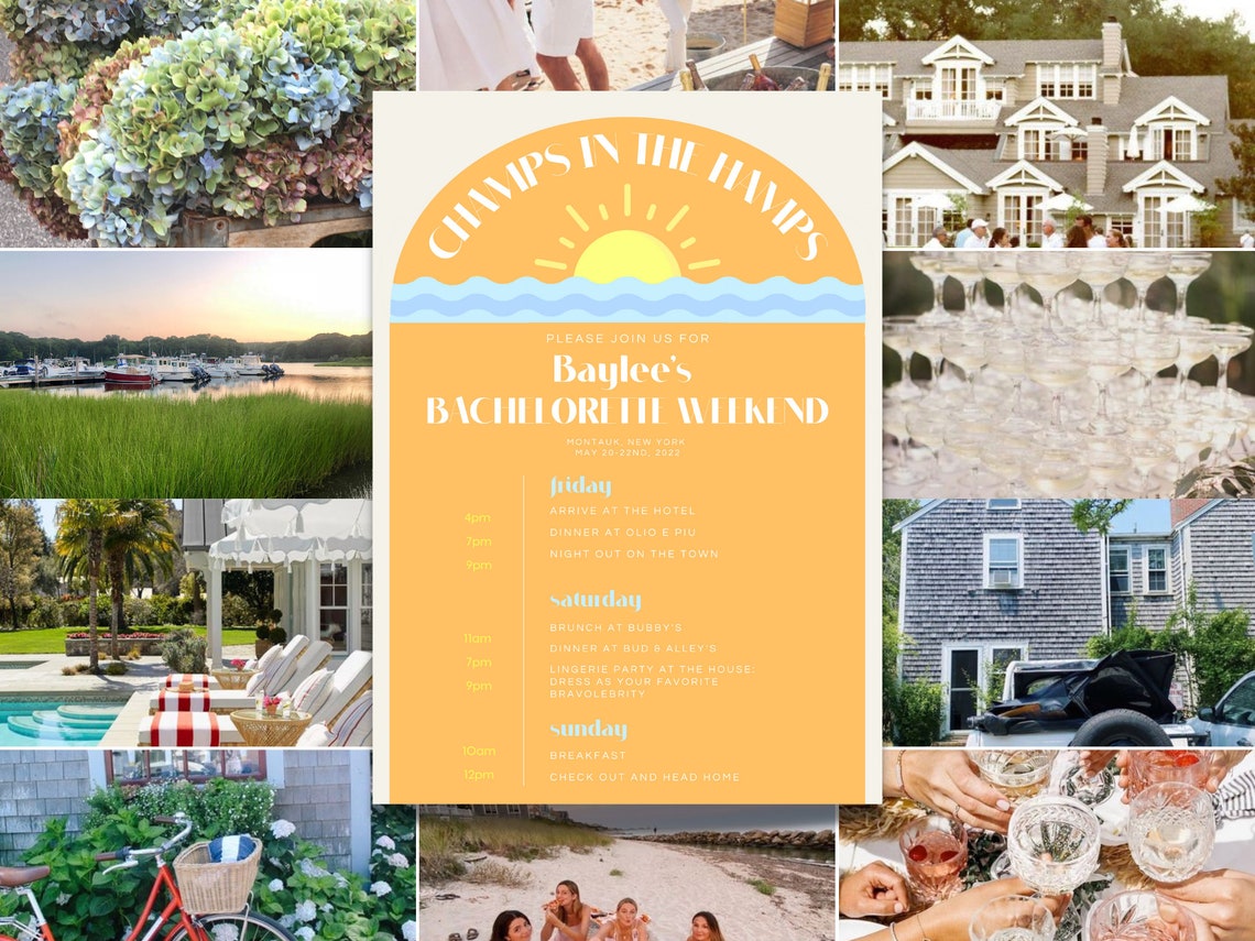 Hamptons Beach Bachelorette Invitation Template | Champs in the Hamps ...