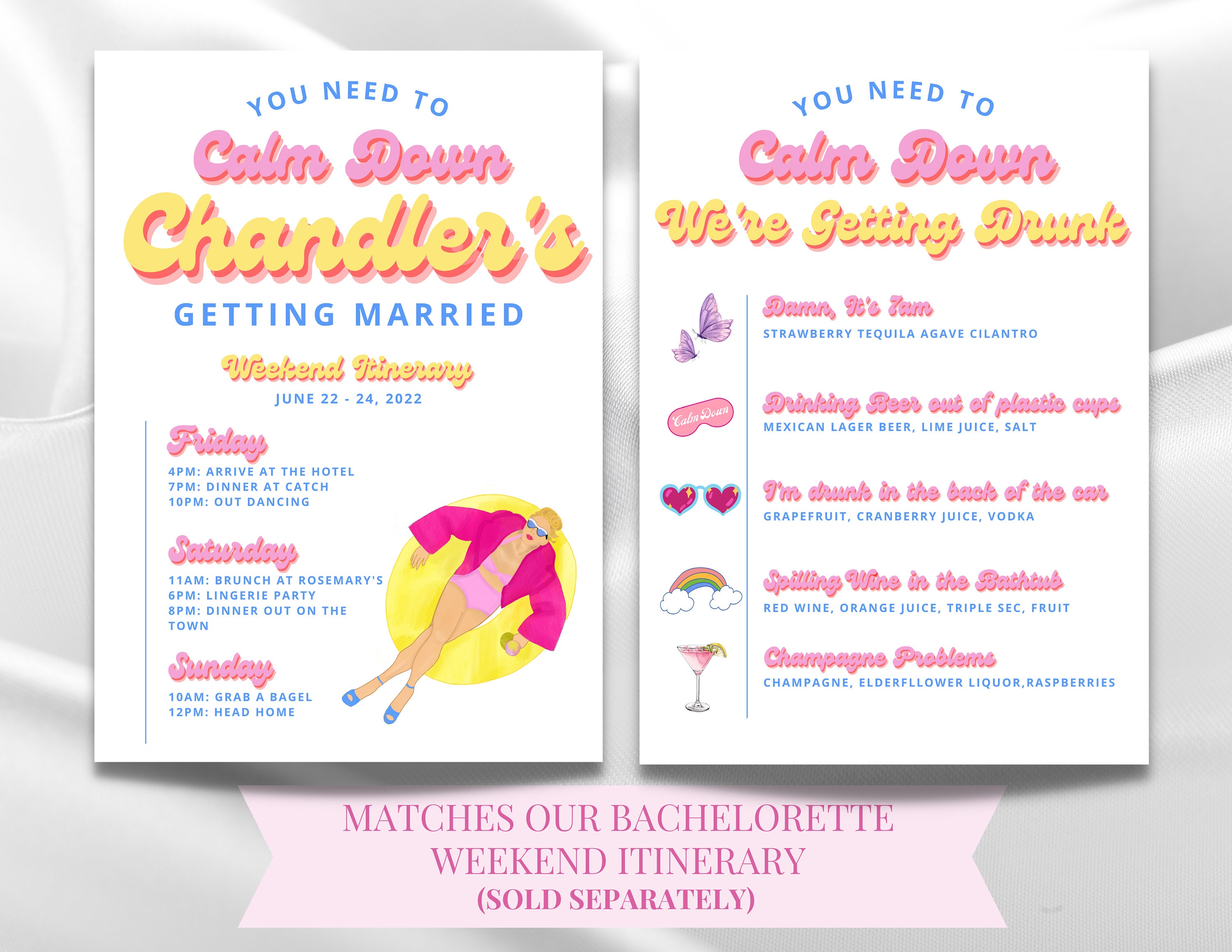 You Need to Calm Down Cocktail Menu Template, Party Digital Download ...