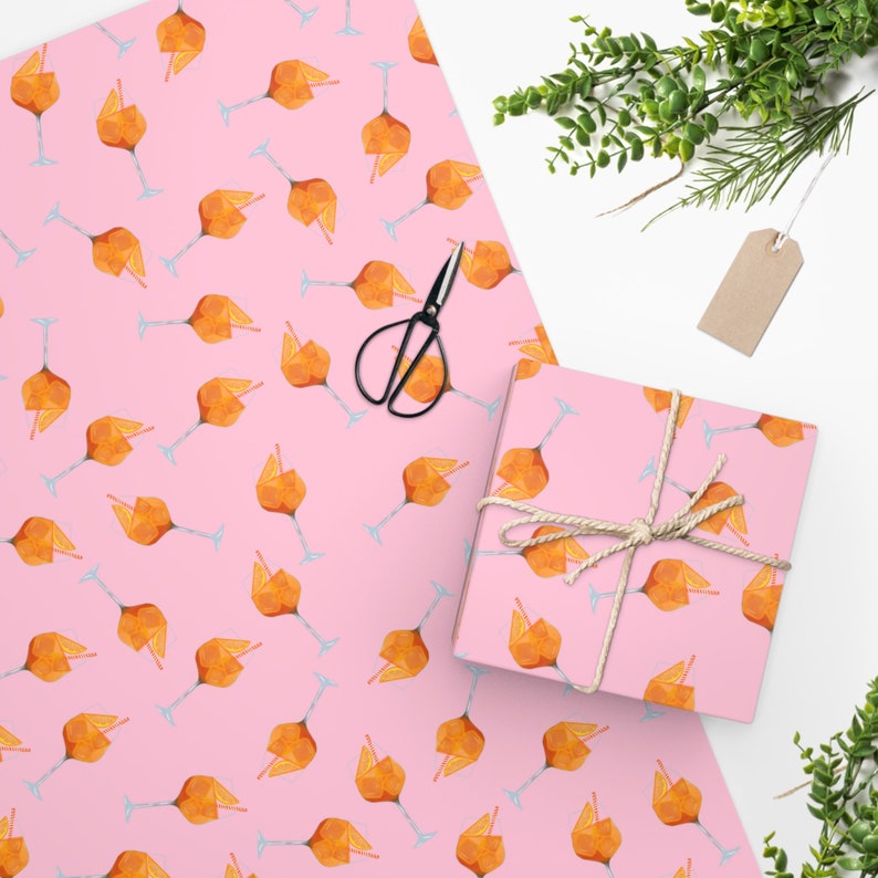 Pink Aperol Spritz Wrapping Paper Spritz Summer Gift - Etsy