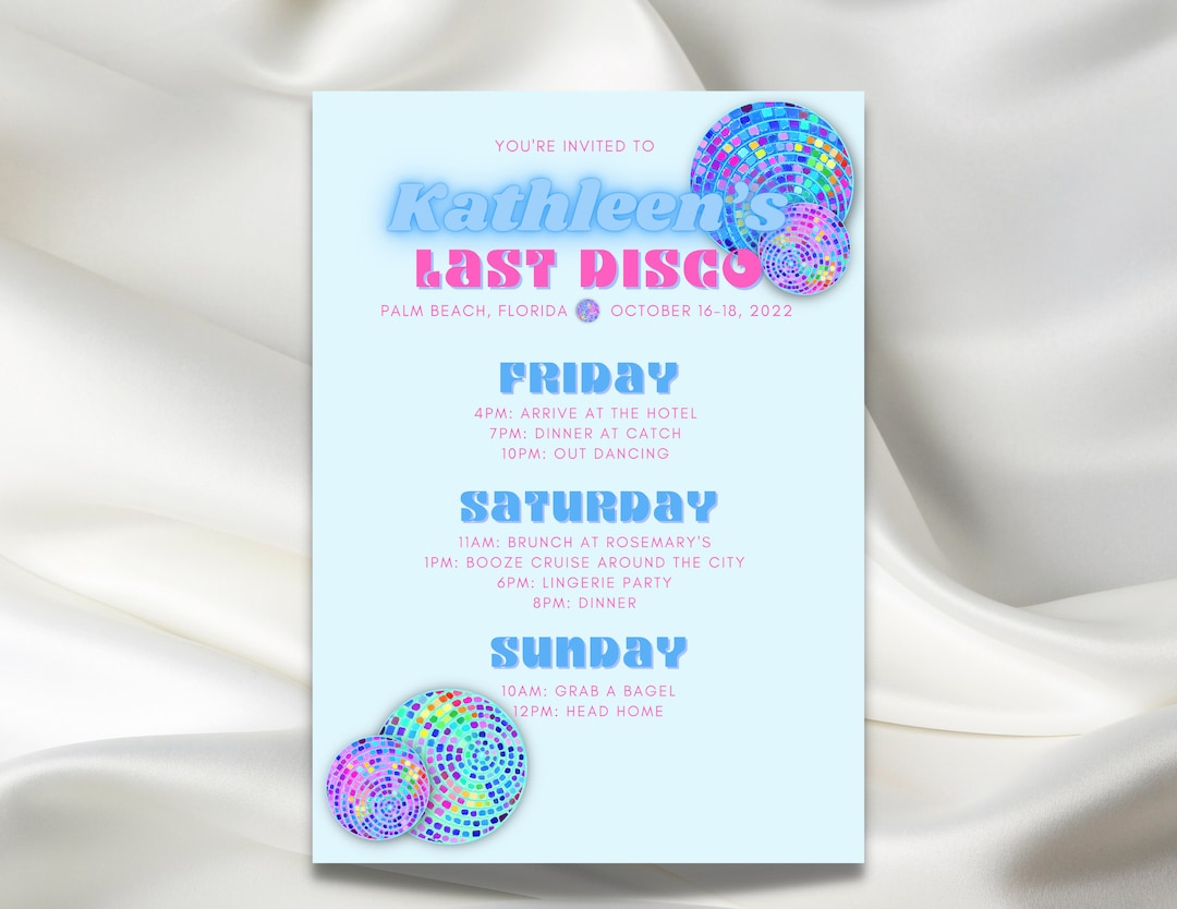 Last Disco Bachelorette Invitation Template | Digital Download ...