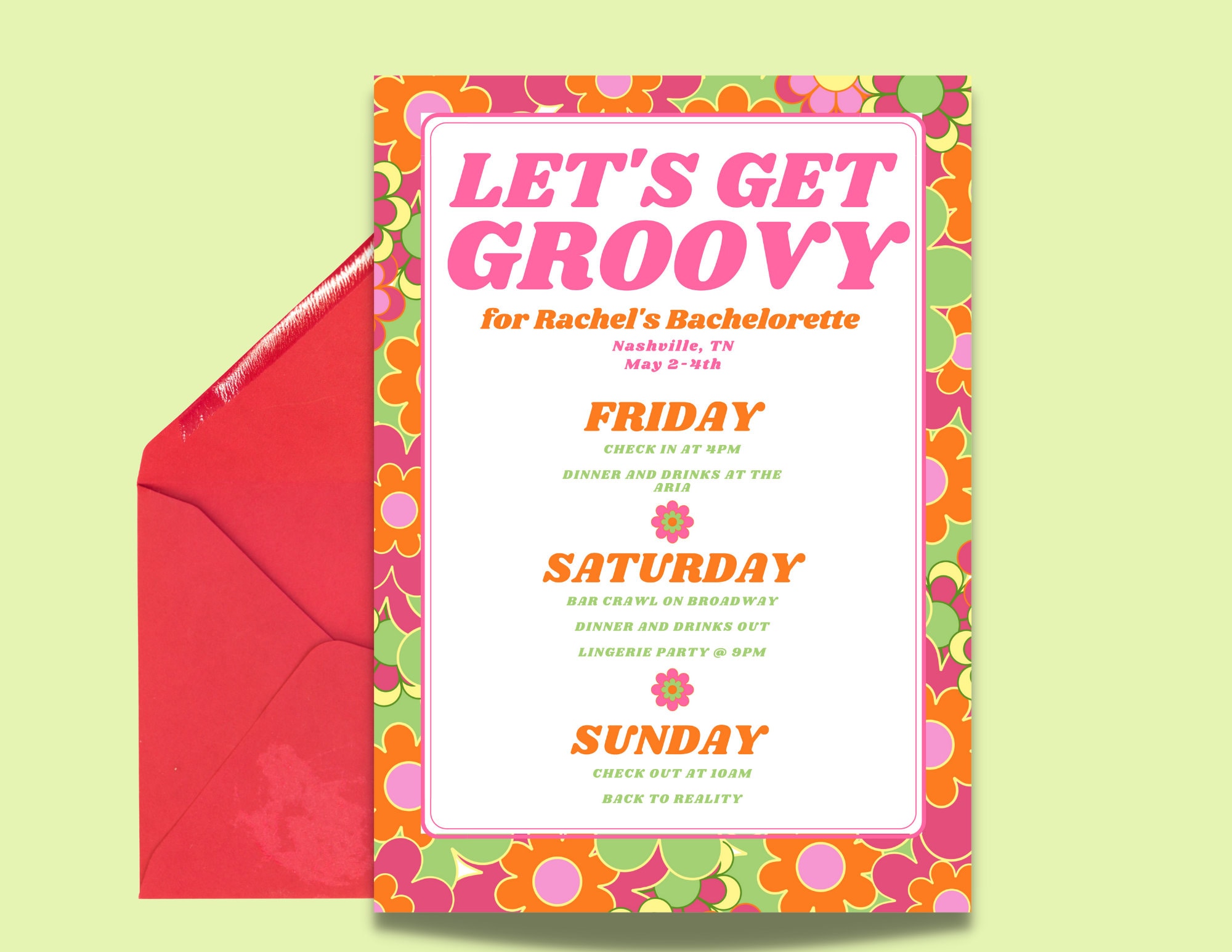 Retro Let's Get Groovy Bachelorette Invitation Template - Etsy