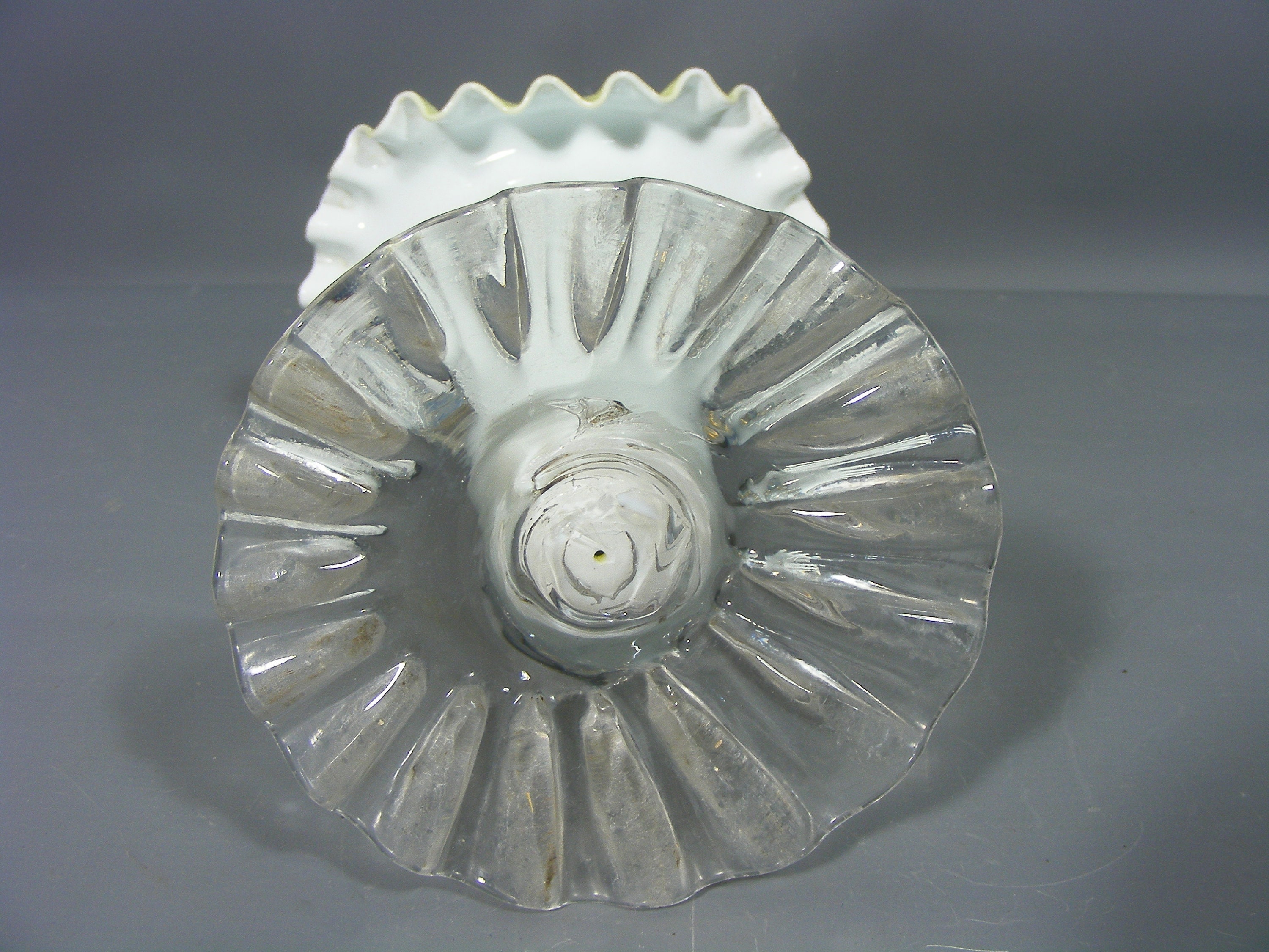 Victorian Cased Glass Vase Antique Crimped Top Glass Vase | Etsy