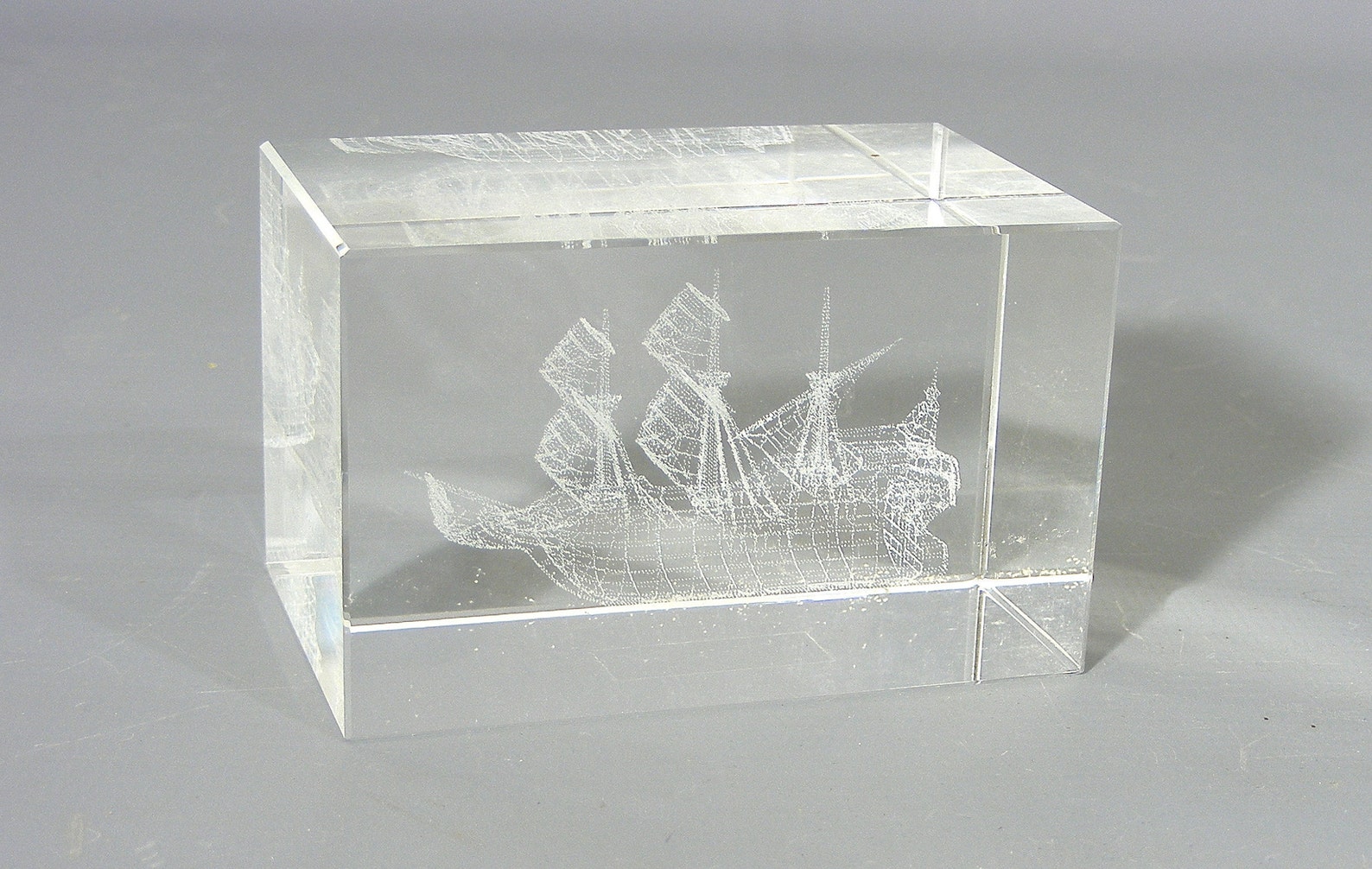 Boxed Crystal Sailing Ship Paperweight Laser Etched Clipper - Etsy