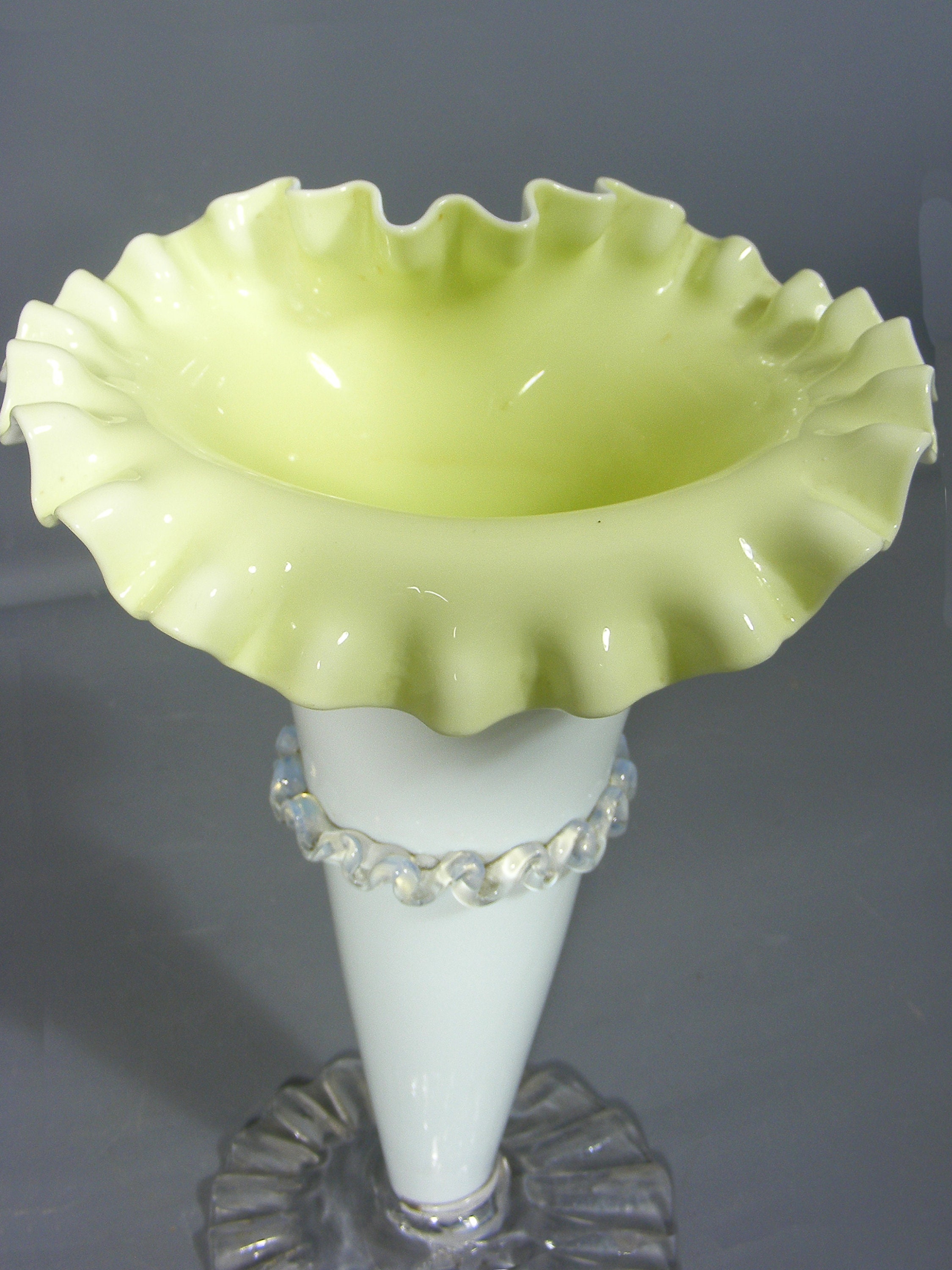 Victorian Cased Glass Vase Antique Crimped Top Glass Vase | Etsy