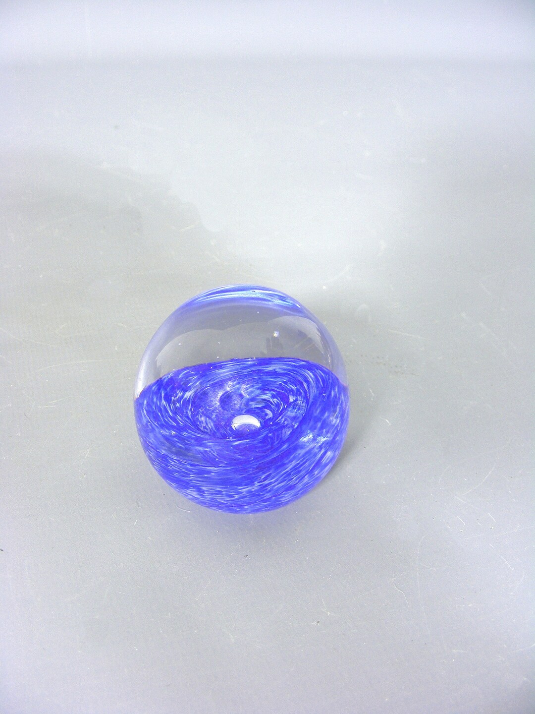 Small Blue Paperweight, Vintage Glass Paperweight, Blue Paperweight ...