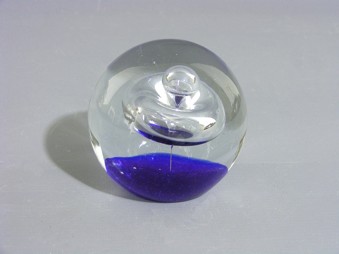 Vintage Paperweight, Glass Paperweight, Bubble Paperweight, Round ...