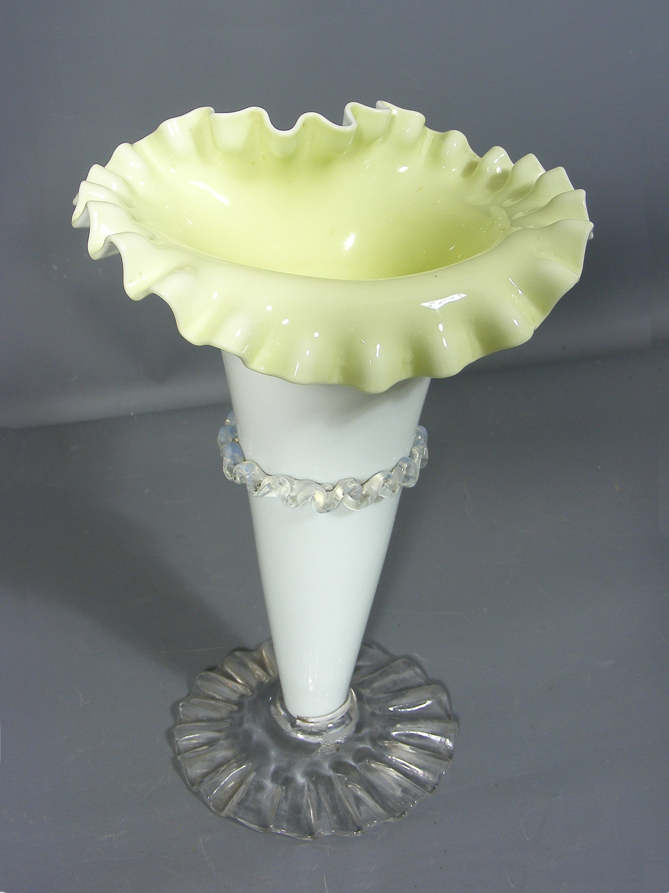 Victorian Cased Glass Vase Antique Crimped Top Glass Vase | Etsy