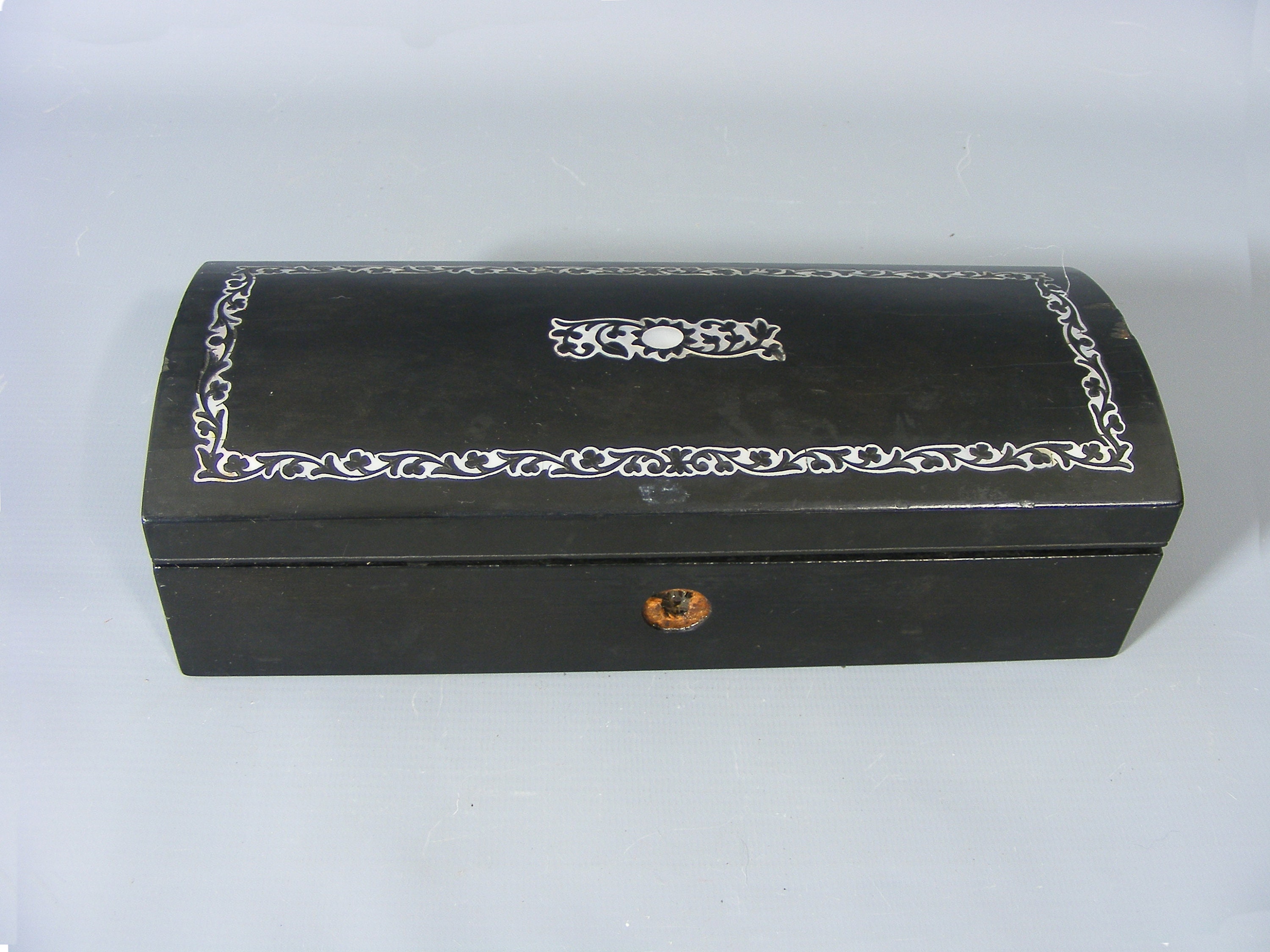 Antique Inlaid Box Black Lacquered Box Mother Of Pearl | Etsy