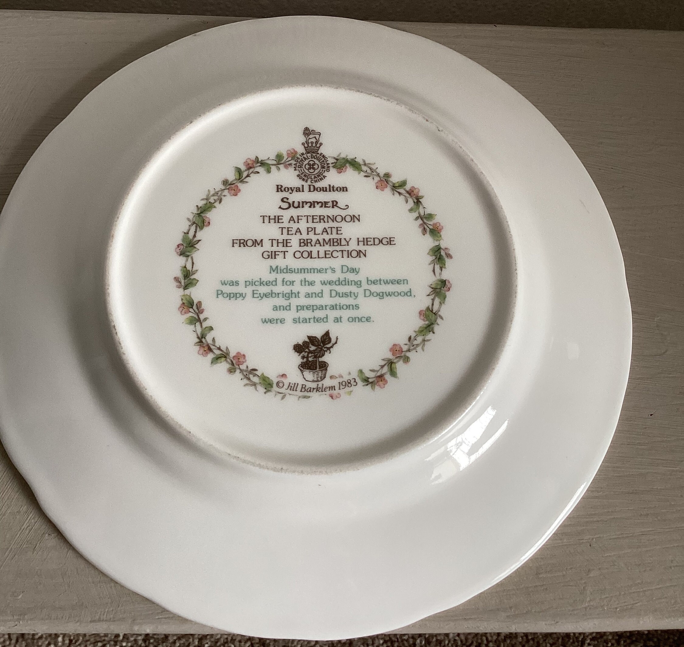 Brambly Hedge summer Royal Doulton Collectable Tea Plate - Etsy